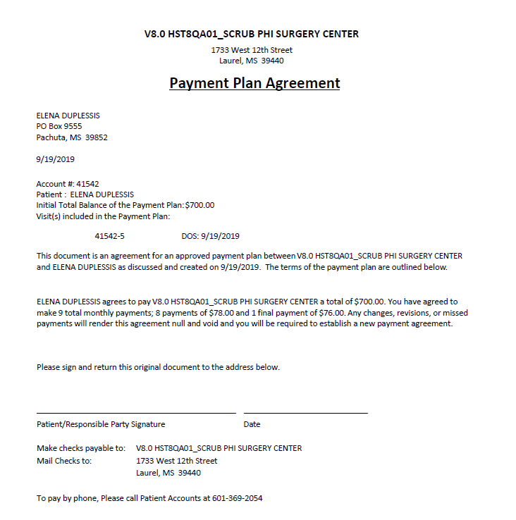 Payment Plan Tab